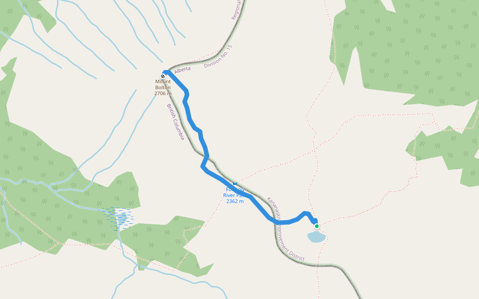Mount Bolton Route in Alberta | Walking Map