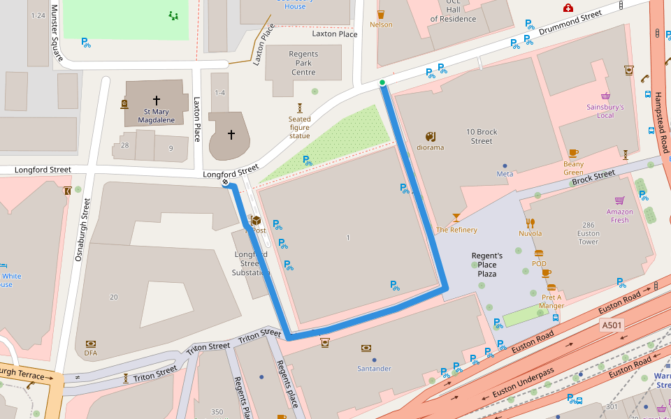 Triton Square in England | Walking Map