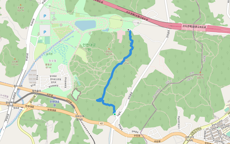 Sang-A Mountain hiking trail in Incheon | Walking Map