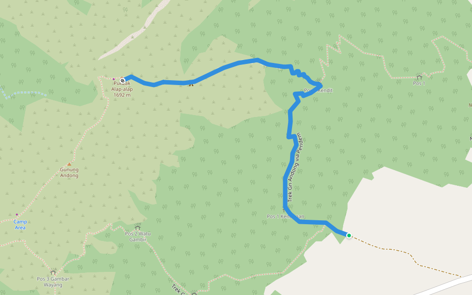Trek Andong via Pendem | Walking Map