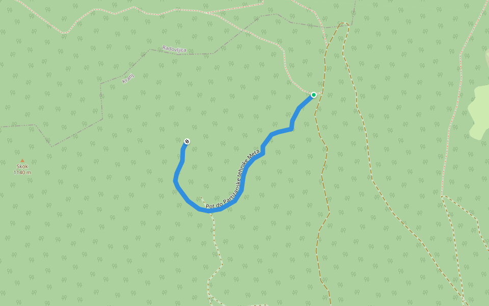 Pot do Partizanske tehnike Meta in Kranj | Walking Map