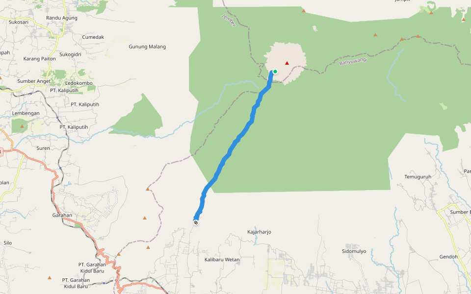 Jalur pendakian Gunung Raung | Walking Map