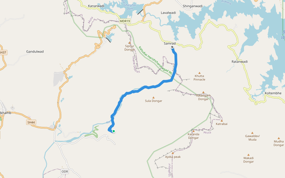 Sandhan valley-Samrad to Dehene in Maharashtra | Walking Map