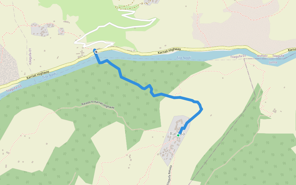 Karnali Highway to Ratada in Karnali Province | Walking Map
