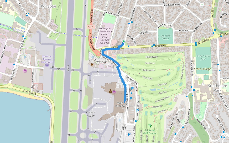 Airport Bus Stop Walkway in Wellington | Walking Map