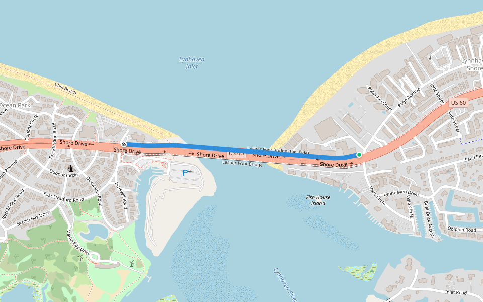 Lesner Foot Bridge (Bay Side) in Virginia | Walking Map