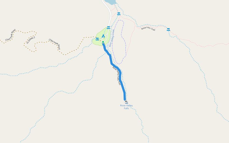 Rose Valley Falls Trail in California | Walking Map