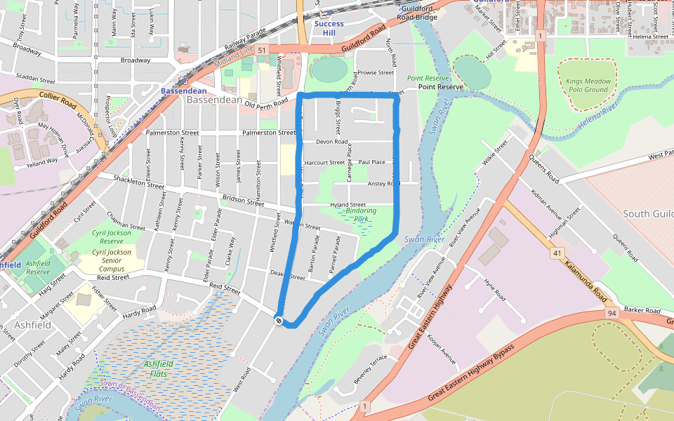 Parque Bindaring in Western Australia | Walking Map