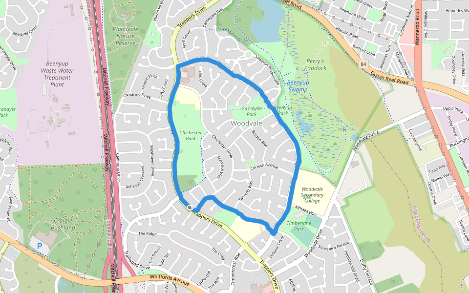Woodvale in Western Australia | Walking Map