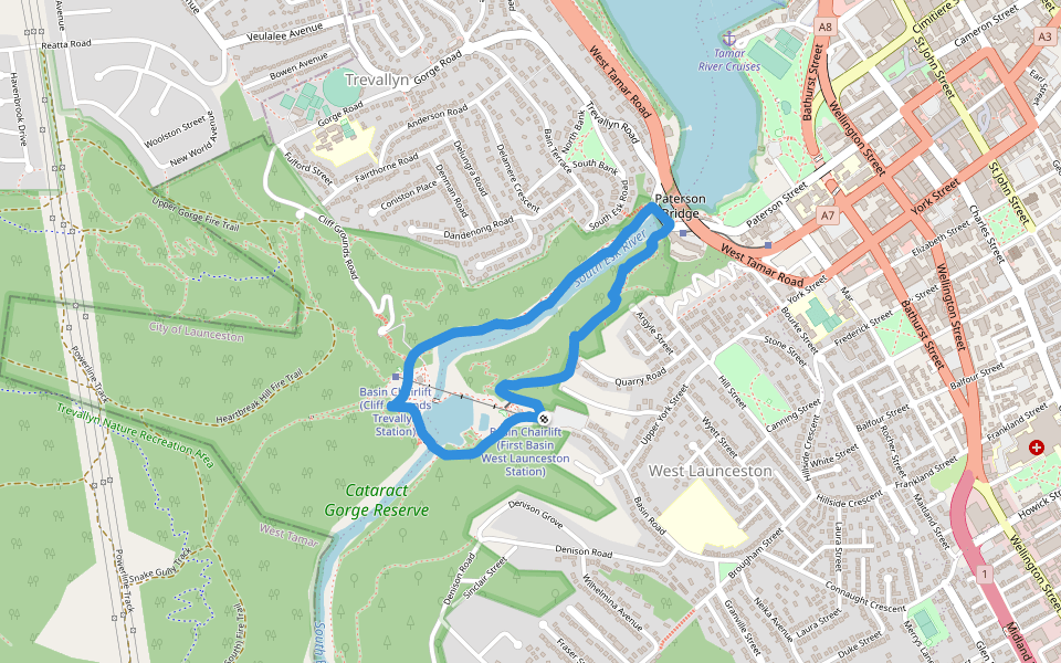 Cataract Gorge Reserve in Tasmania | Walking Map