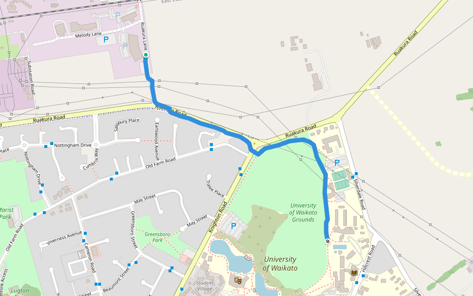 Innovation Park to Waikato Uni in Waikato | Walking Map