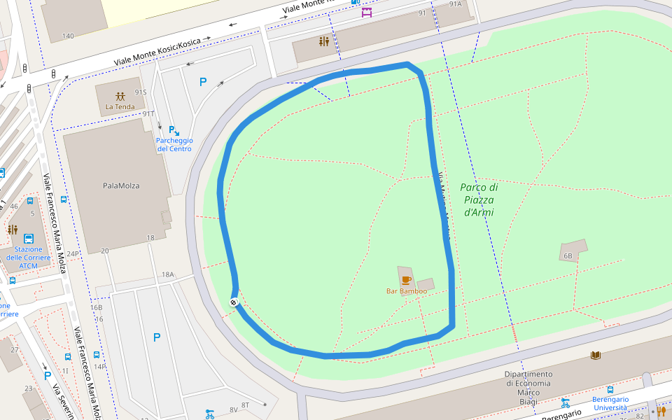 Park in Piazza d'Armi Novi Sad in Emilia-Romagna | Walking Map