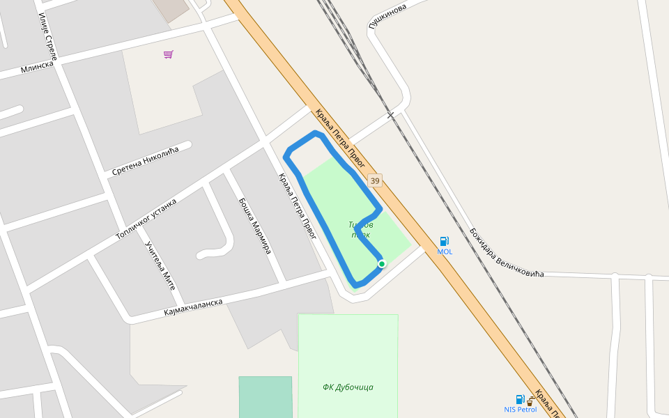 Titov Park in Regjioni i Gjilanit | Walking Map