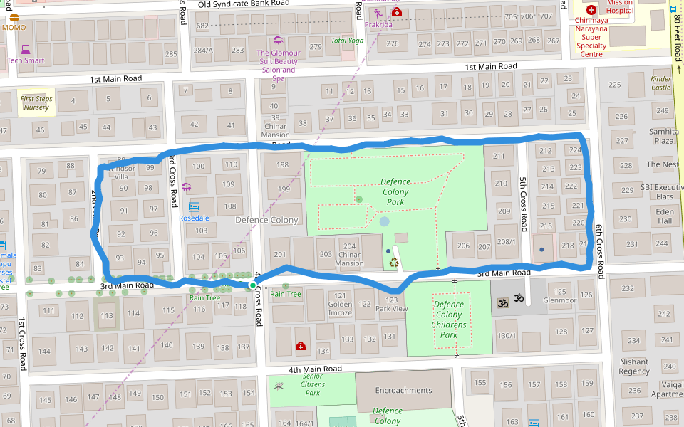 Defence Colony Park in Karnataka | Walking Map