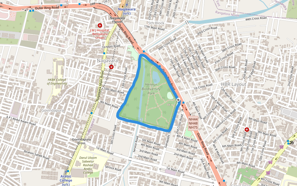 Parque de Biodiversidade Hennur in Karnataka | Walking Map