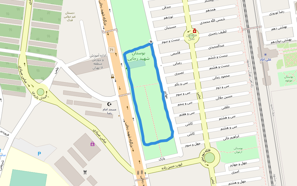 Shahid Rajaei Park in Tehran Province | Walking Map