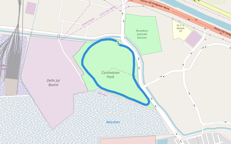 Coronation Park in Delhi | Walking Map