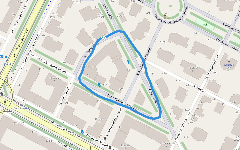 Via Pietro Toselli Sendero - Turín, Italia | Pacer