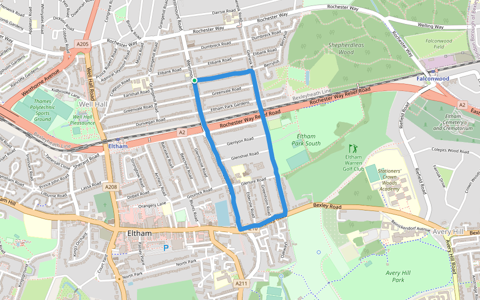 Eltham Park South Walking and Running - London, England | Pacer