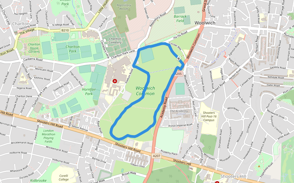 Woolwich Common in England | Walking Map