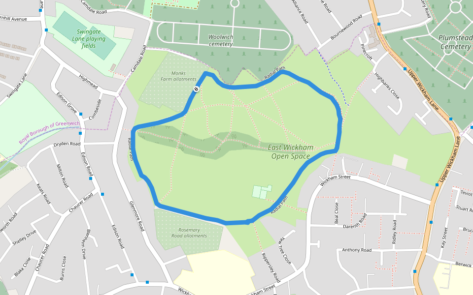 East Wickham Open Space in England | Walking Map