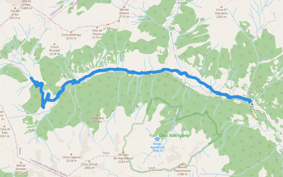 Vatrighetta - Cagnon forest road | Walking Map