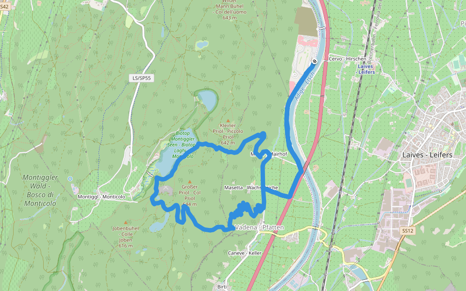 Waldweg Plattnersteig-Vadena 경로 / 숲길 | Walking Map