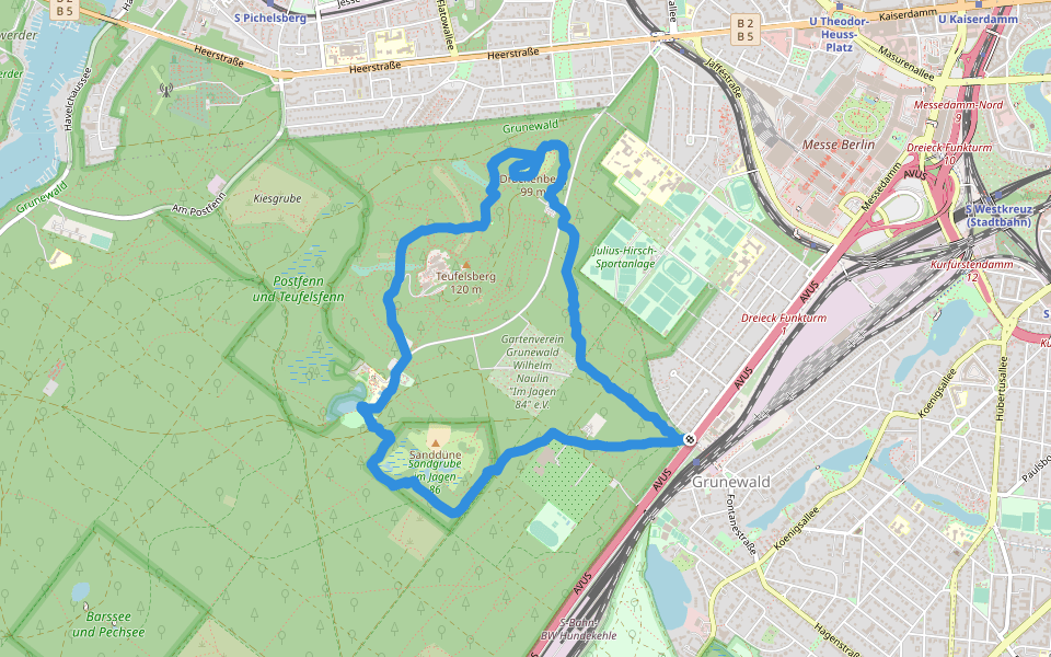 Map of the terrain in Berlin | Walking Map