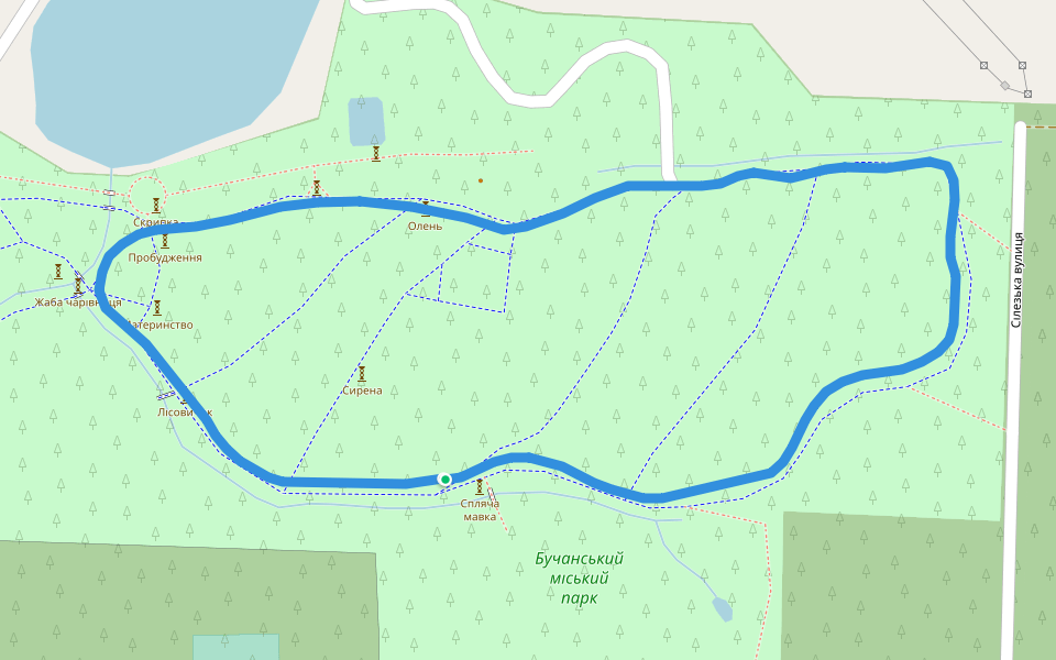 Bucha city park in Kyivs'ka oblast | Walking Map