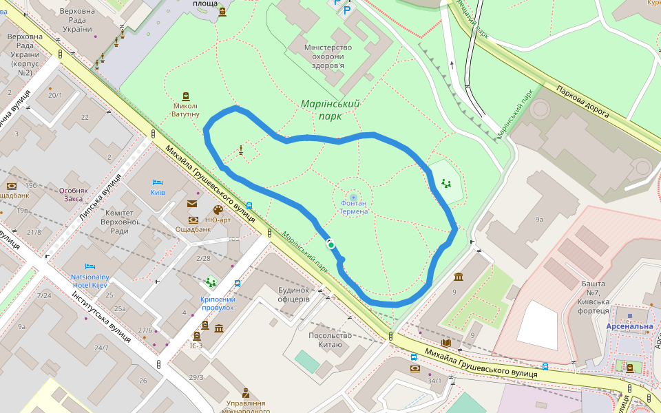 Mariinsky Park in Kyiv | Walking Map