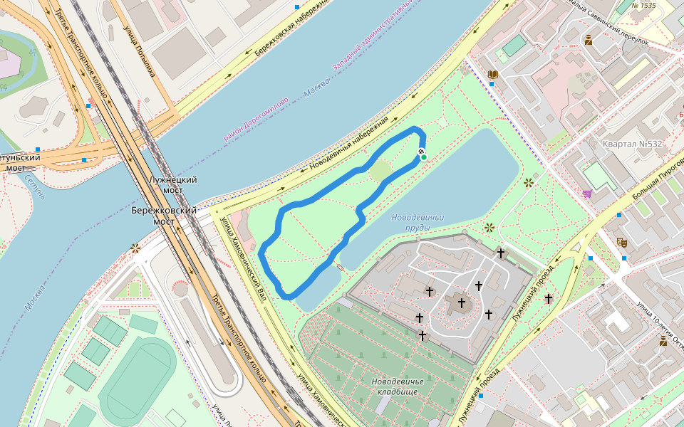 Park "Novodevichy Ponds" Walking and Running - Moscow, Russia | Pacer