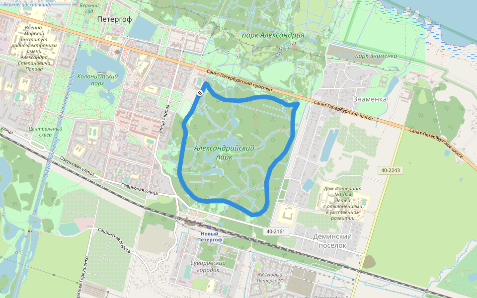 Alexandria Park in Sankt-Peterburg | Walking Map