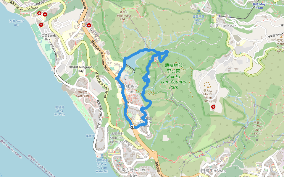 Pok Fu Lam Country Park-Pok Fu Lam Road in Hong Kong Island | Walking Map