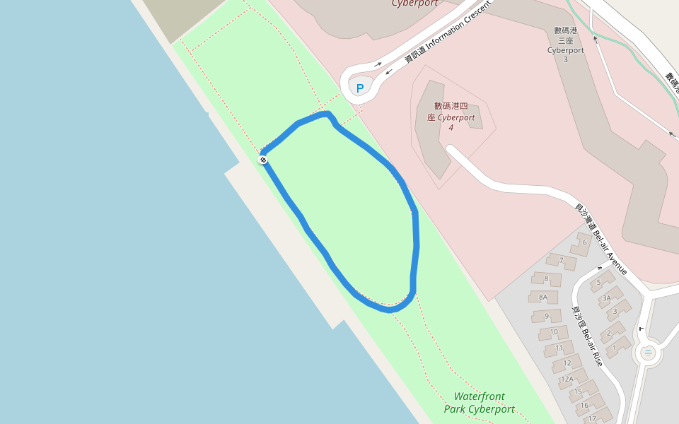 Waterfront Park Cyberport in Hong Kong Island | Walking Map