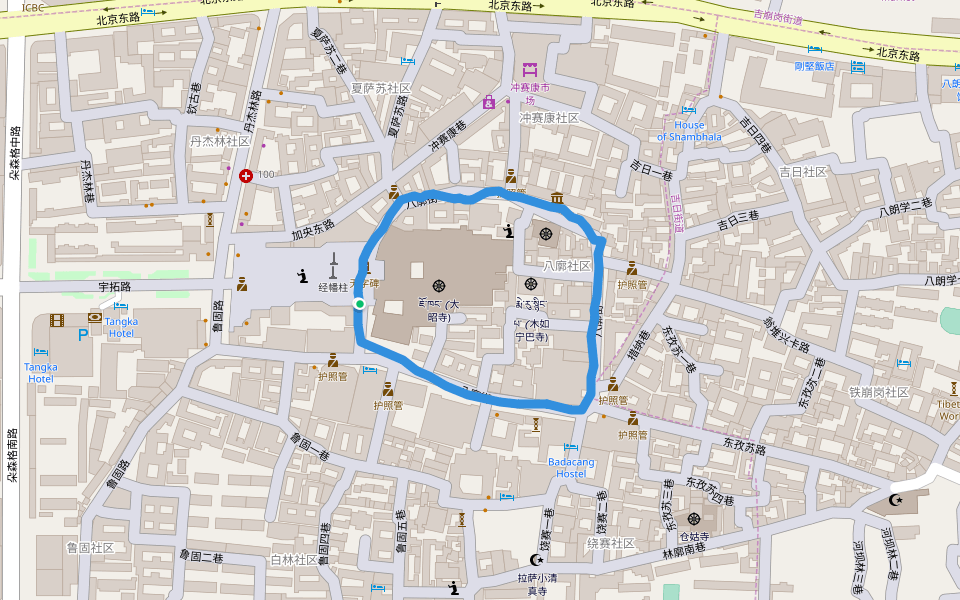 Jokhang Temple in Xi Zang Zi Zhi Qu | Walking Map