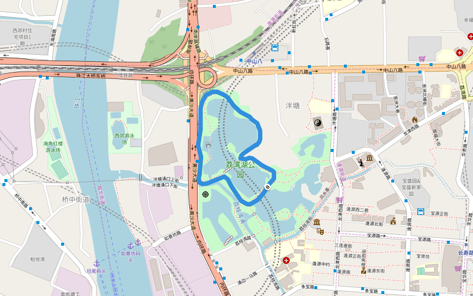 Liwan Lake Park in Guang Dong Sheng | Walking Map