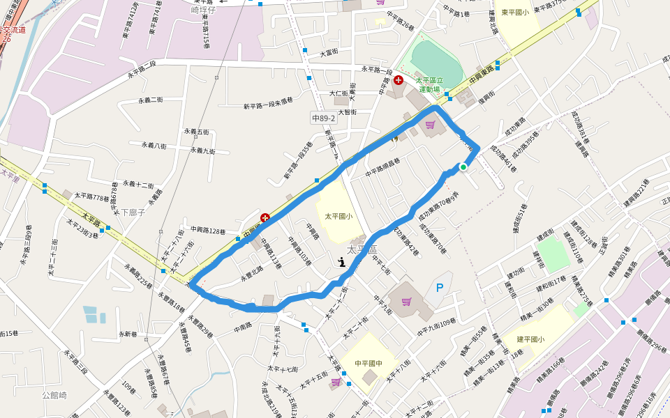 Taiping District Sports Ground in Taichung City | Walking Map