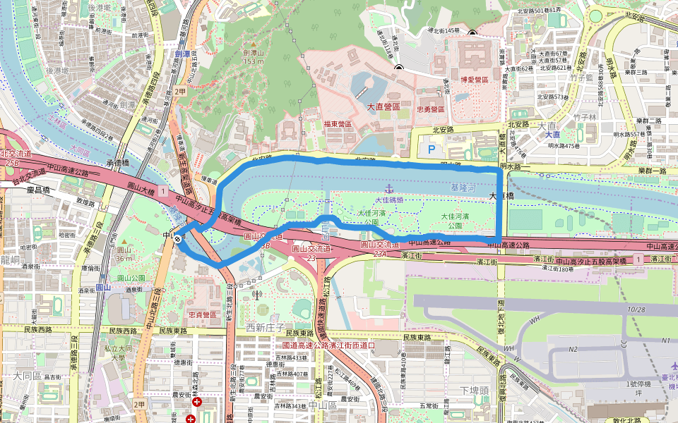 Yuanshan Riverside Park in Taipei City | Walking Map