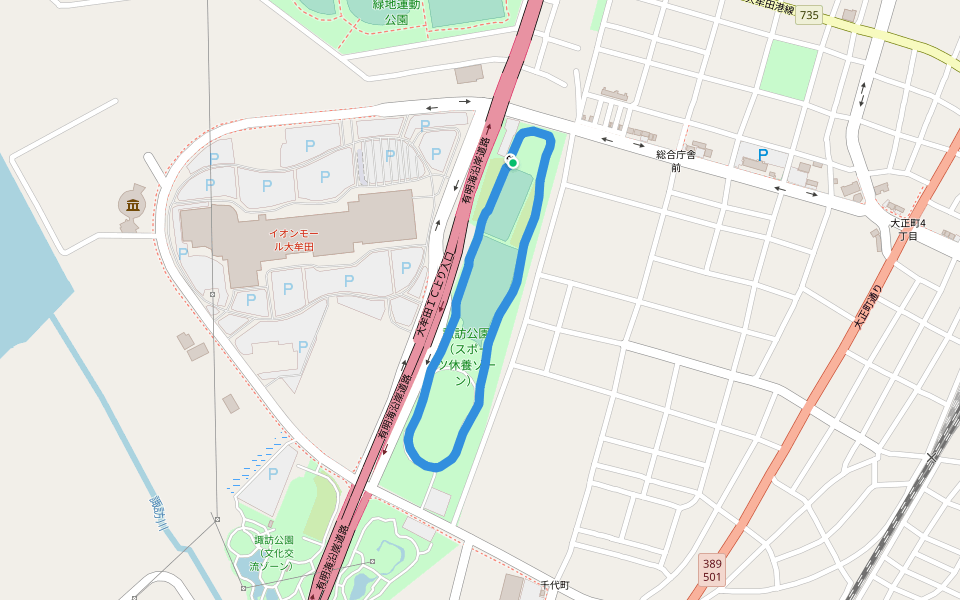Suwa Park (Sports Rest Zone) Walking and Running - Omuta Shi, Japan | Pacer