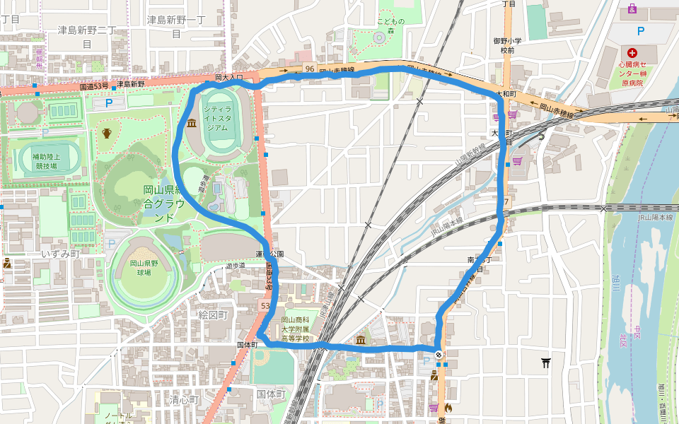 Okayama Prefectural General Ground in Okayama | Walking Map
