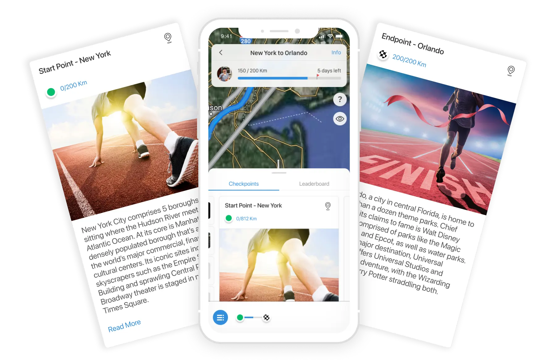 Route information pages in the app