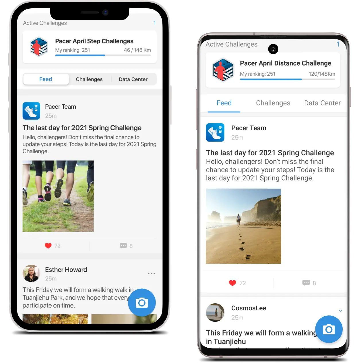 Feed page in Android and iOS app